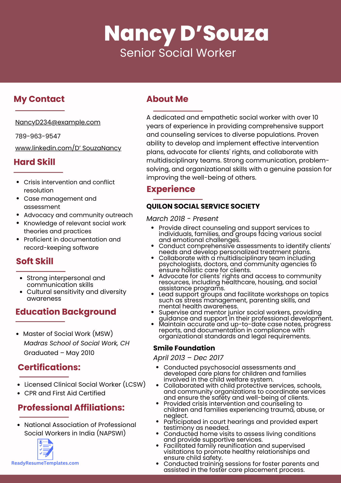 Social Worker Resume Templates For 2023 - Ready Resume Templates Social Worker Resume Templates For 2023 - Ready Resume Templates