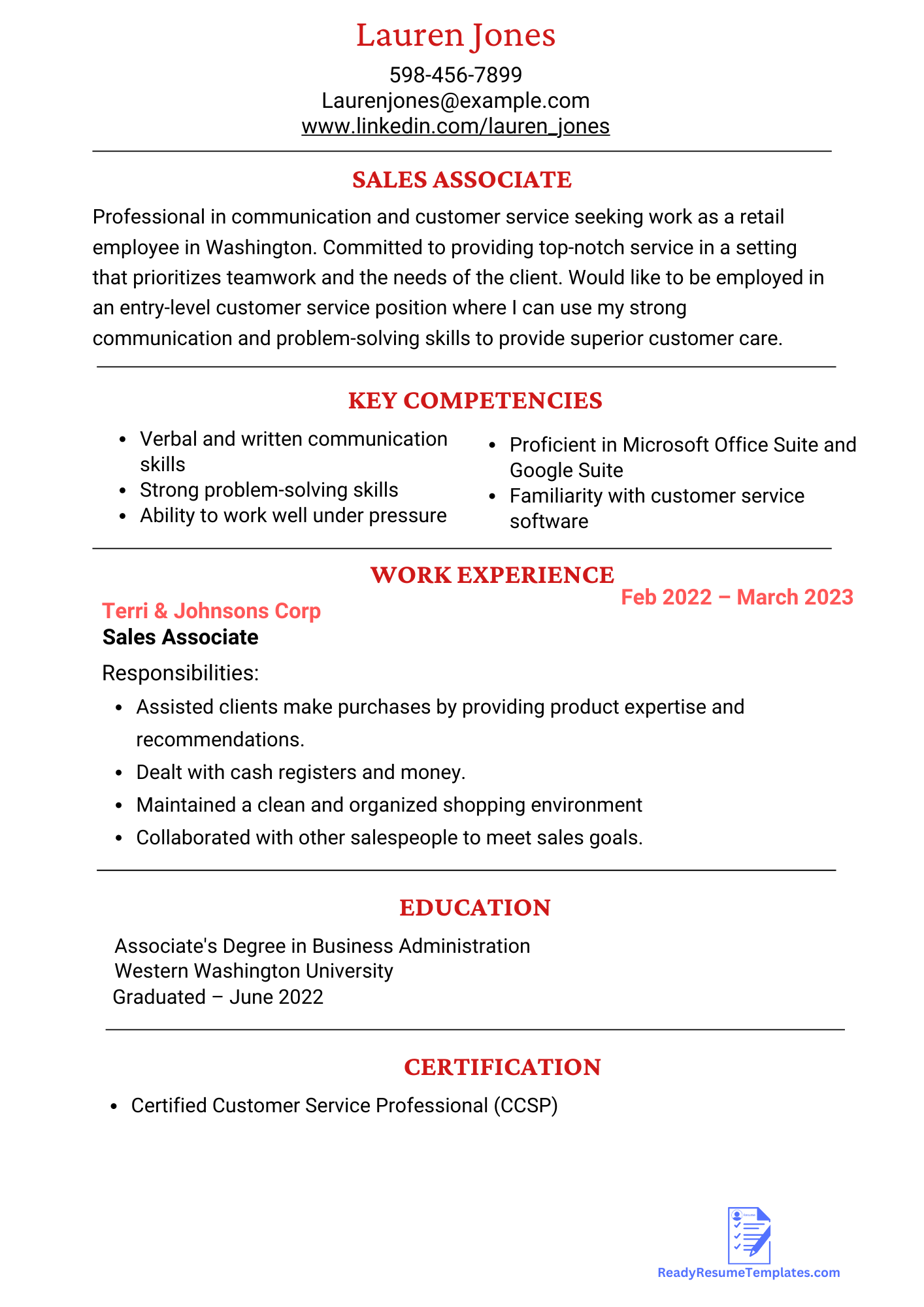 ATS-Friendly Customer Service Resume Templates For 2023 - Ready Resume ...
