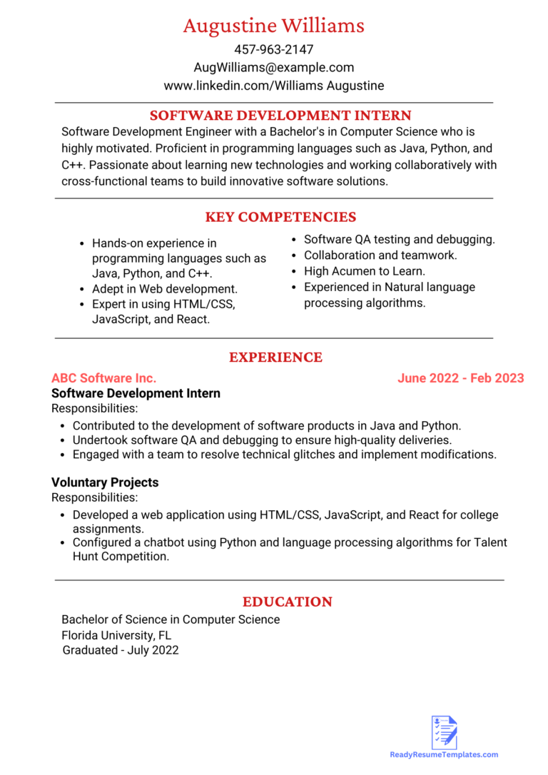 ATS-Friendly Software Developer Resume Templates For 2023 - Ready ...